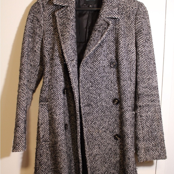 Express | Jackets & Coats | Express Black And White Herringbone Trench ...